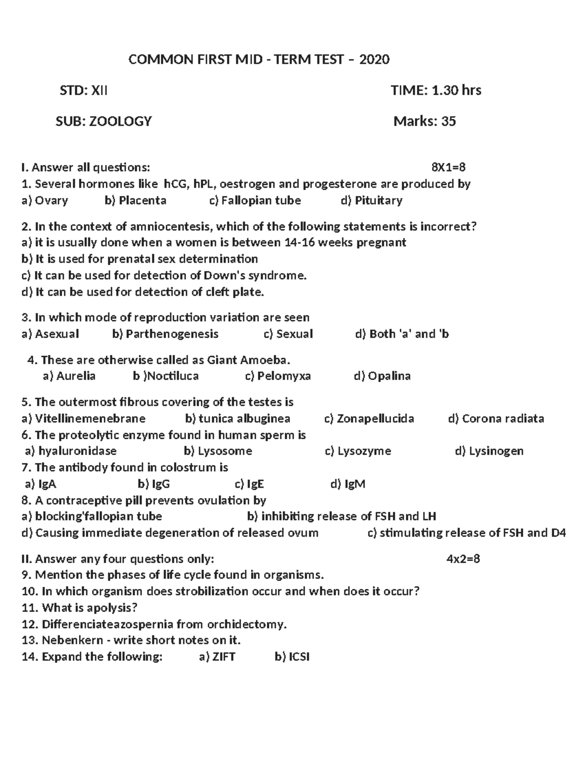 MT TEST SET-1 - GOOD - COMMON FIRST MID - TERM TEST – 2020 STD: XII ...