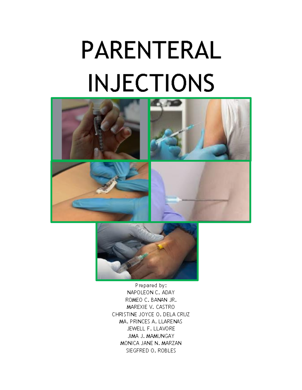 Parenteral Injections - PARENTERAL INJECTIONS Prepared by: NAPOLEON C ...