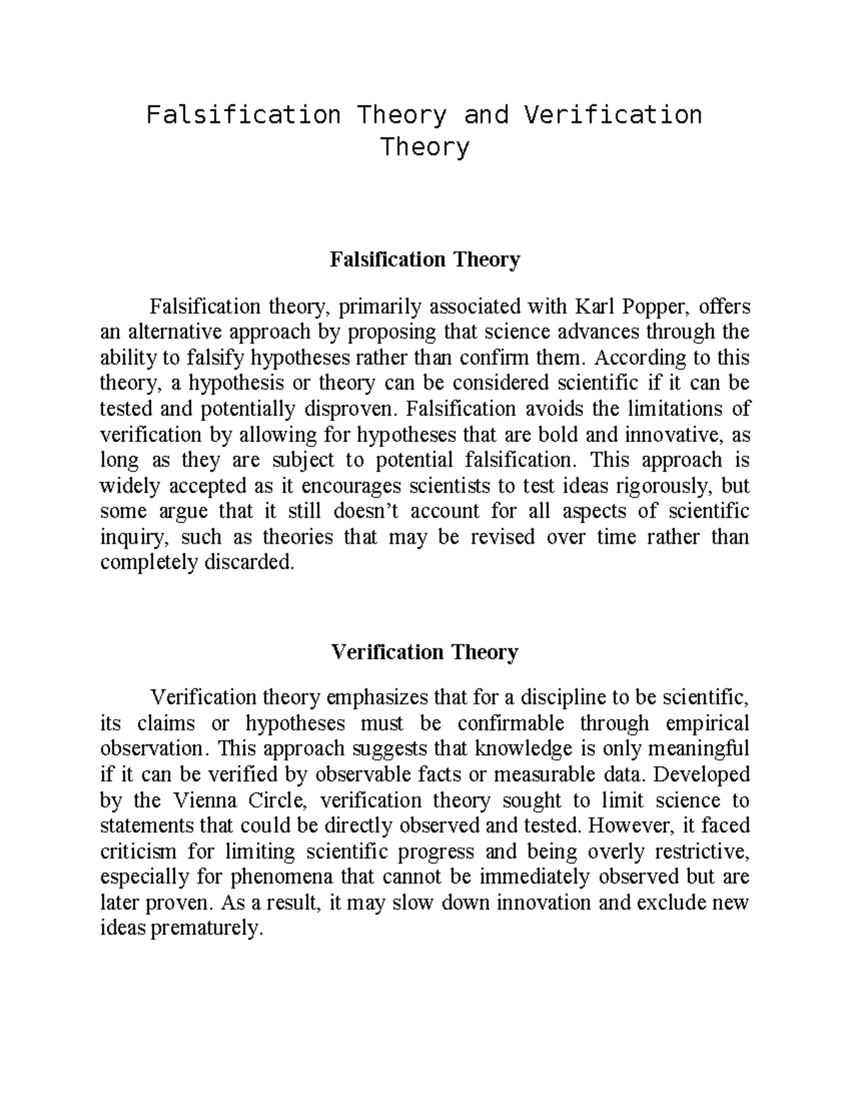 STS Theory - Summary Science Technology and Society - Falsification ...