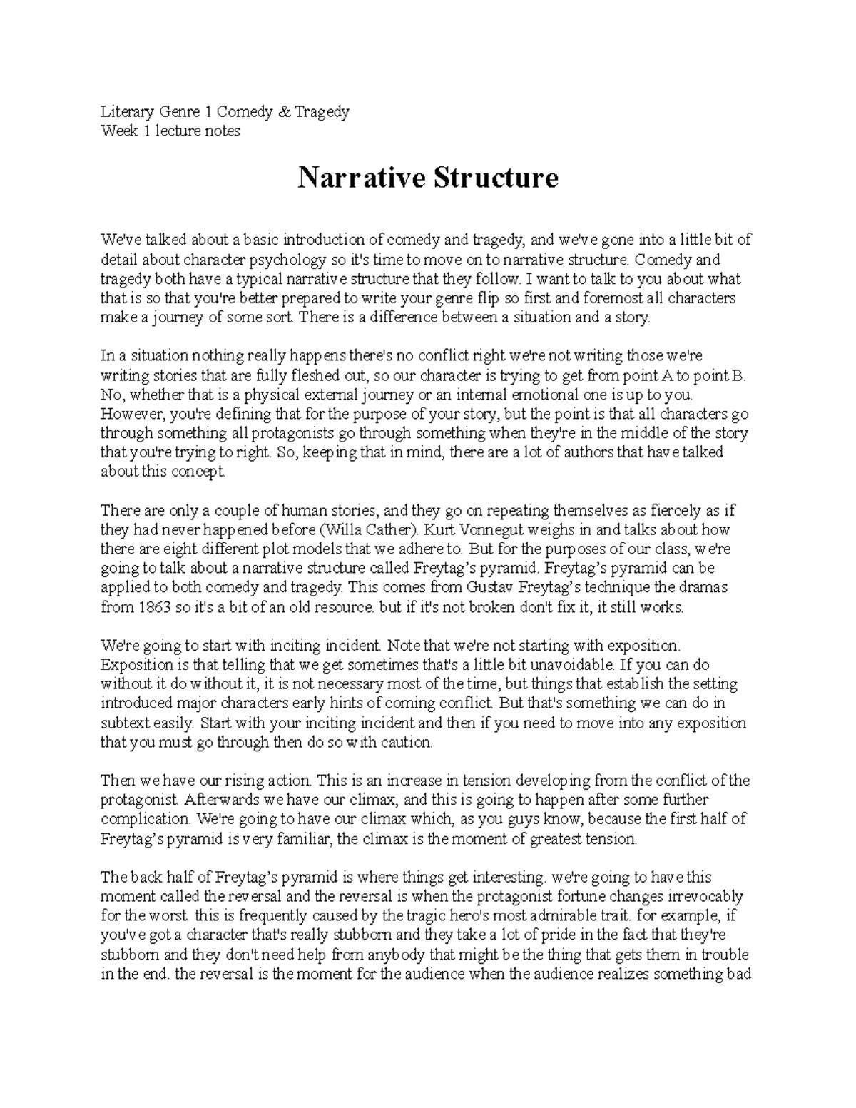 Lit G 1 Comedy & Tragedy Narrative Structure - Literary Genre 1 Comedy ...