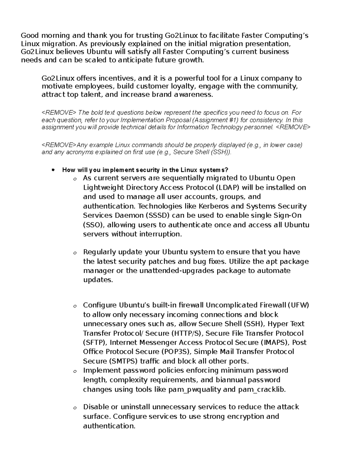 Client Response Memorandum - Good morning and thank you for trusting ...