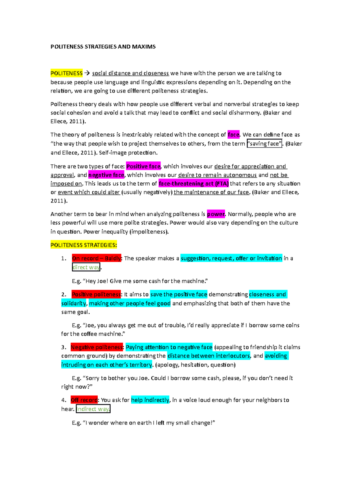Politeness strategies and maxims - POLITENESS STRATEGIES AND MAXIMS ...