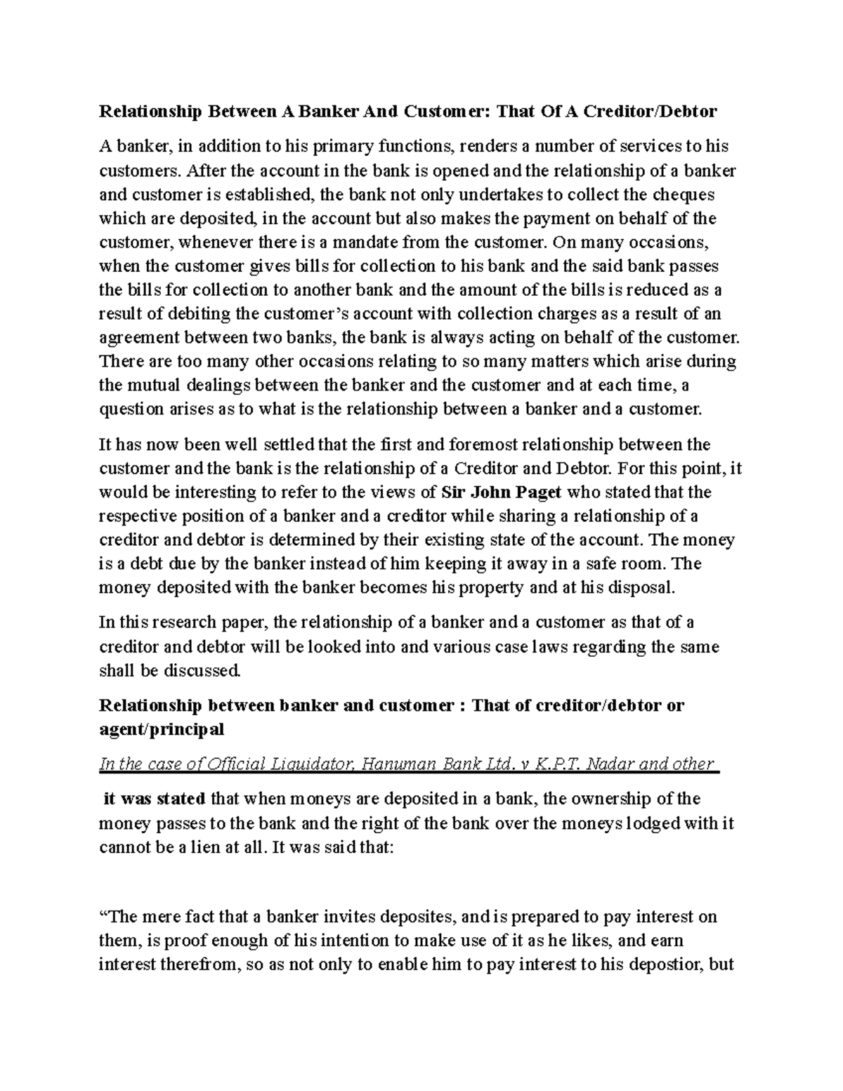 Banker Customer Relationship Notes - Relationship Between A Banker And ...