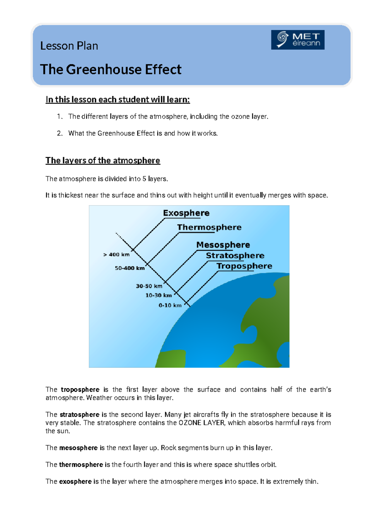 Lesson Plan Greenhouse Effect detailed lesson plan - In this lesson ...
