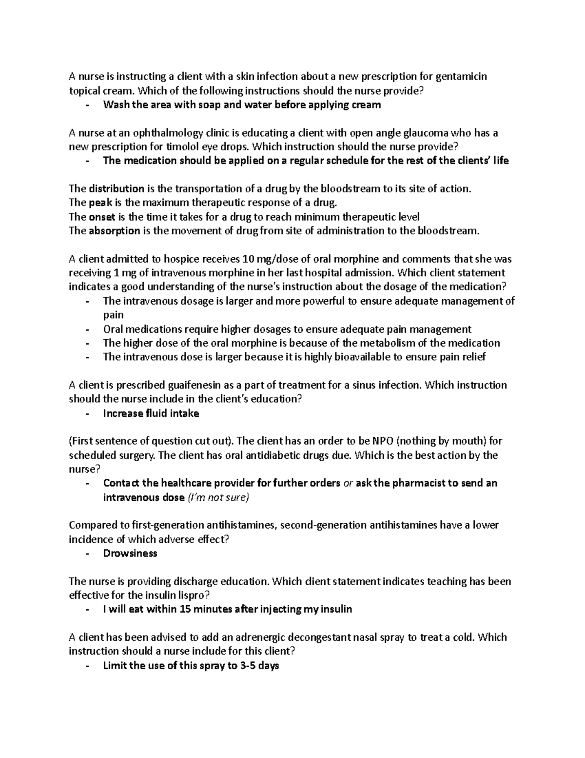 Pharm EXAM 1 - Hith - A nurse is instructing a client with a skin ...