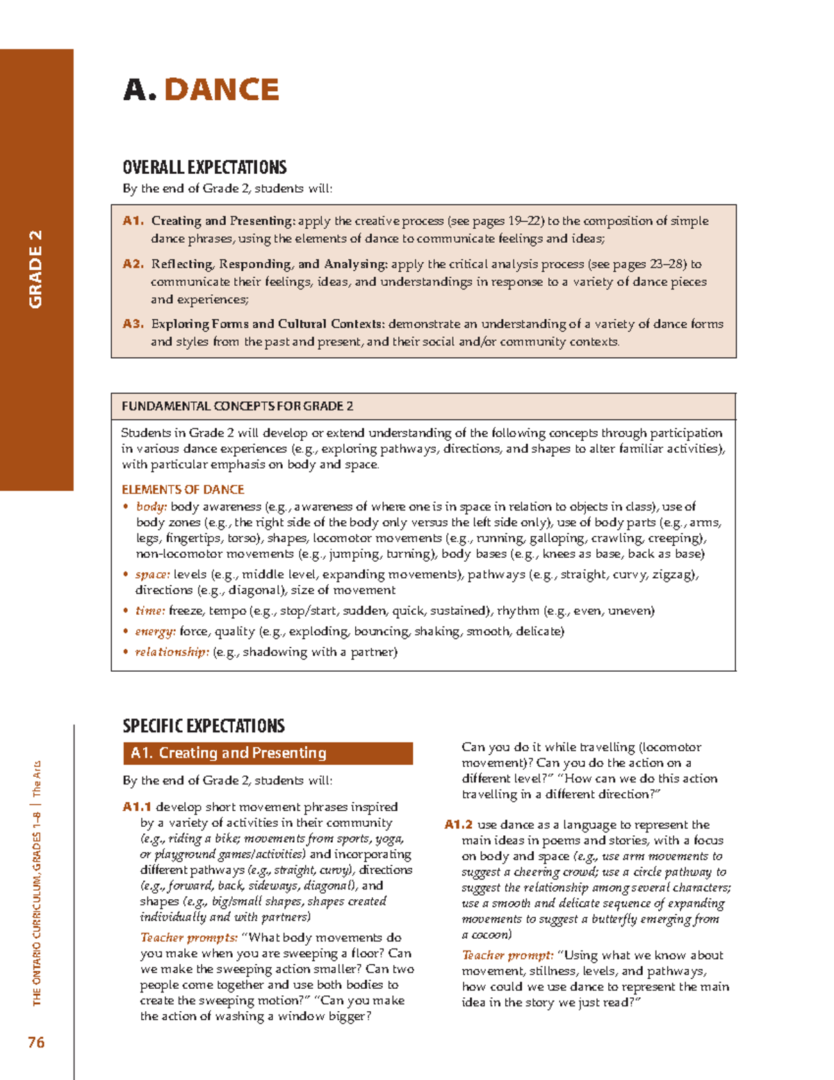 Grade 2 arts - CURRICULUM - A OVERALL EXPECTATIONS By the end of Grade ...