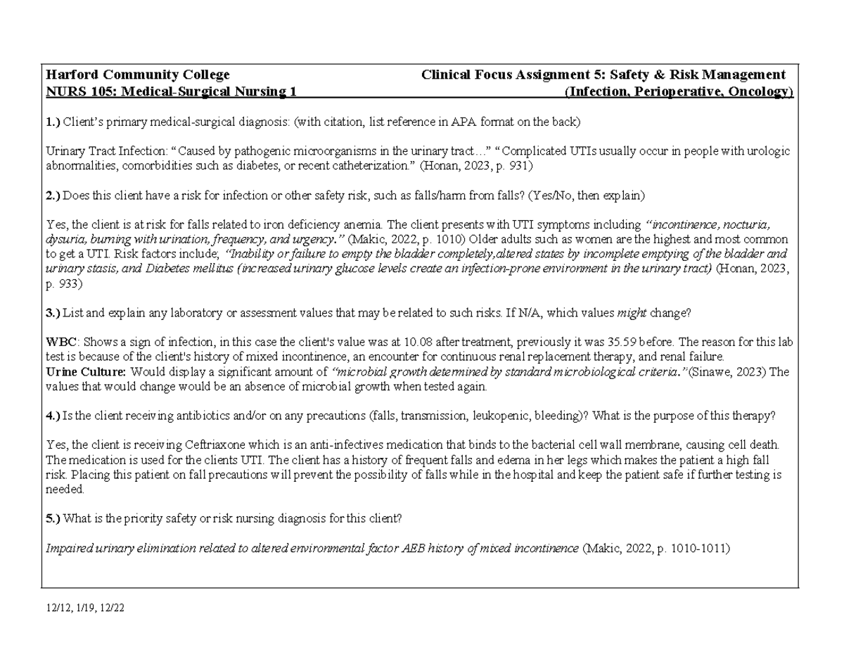 Clinical Focus Safety & Risk Management - Harford Community College ...