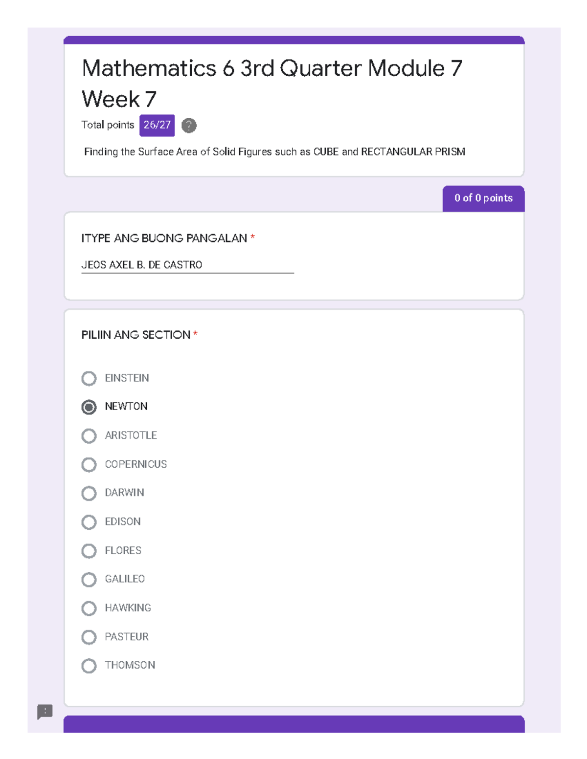 Mathematics 6 3rd Quarter Module 7 Week 7 - 0 of 0 points JEOS AXEL B ...