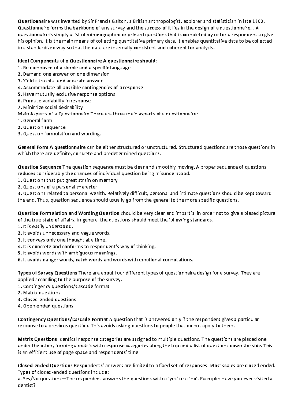 Questionnaire - Tang ina mo naman - Questionnaire was invented by Sir ...