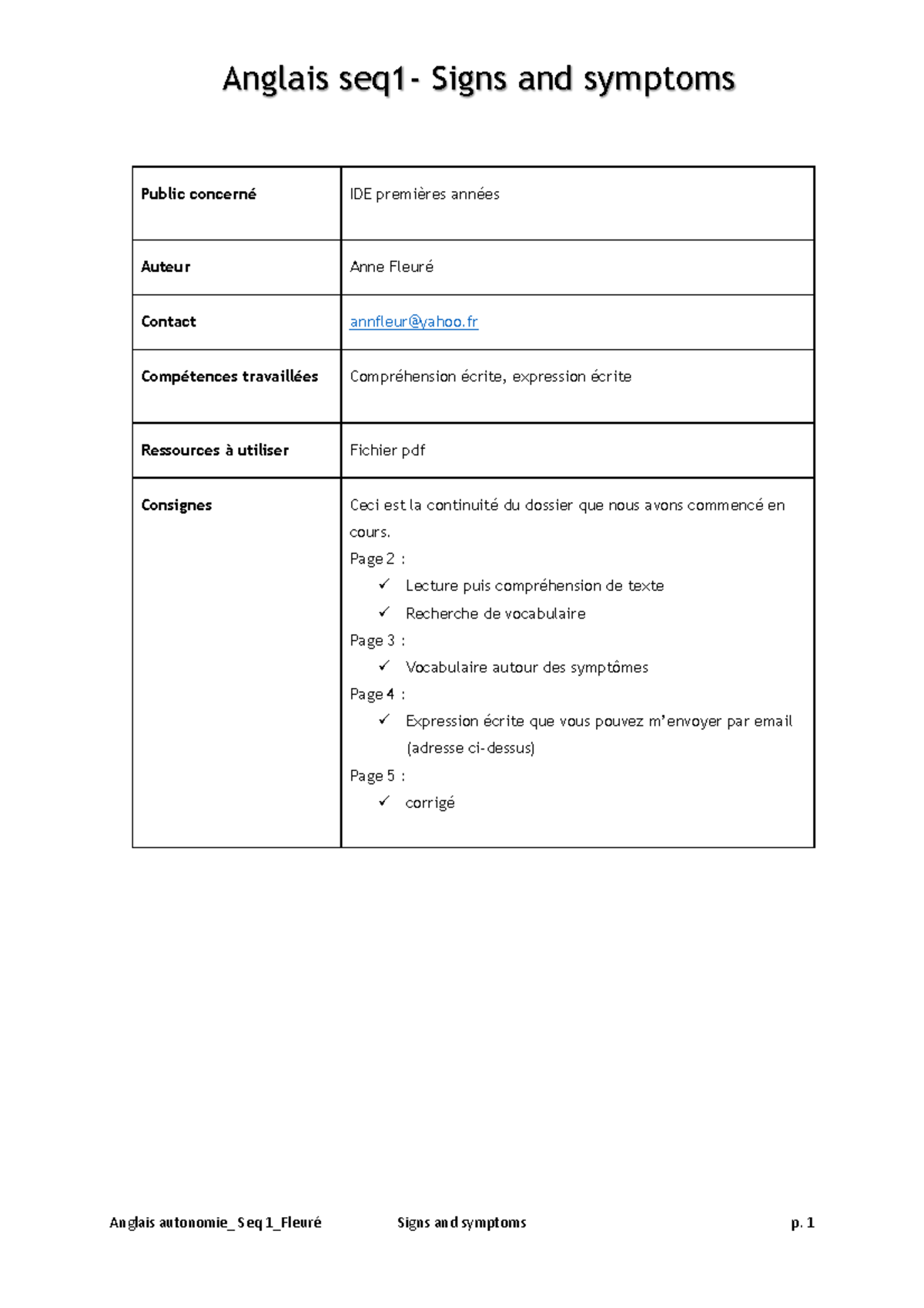 Anglais autonomie - Public concerné IDE premières années Auteur Anne ...