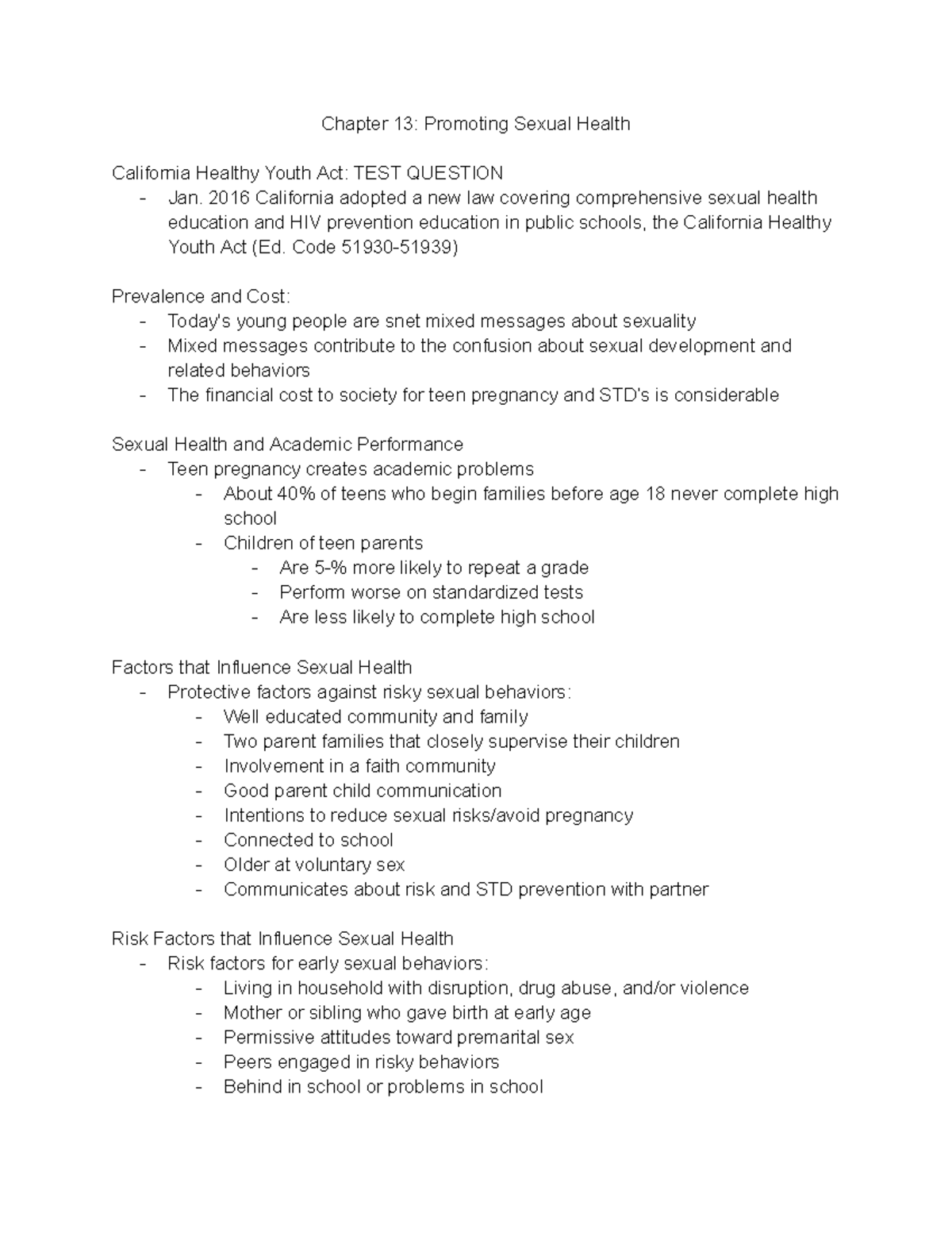 HSC CH. 13 Notes - Teaching about sexual health in the classroom ...