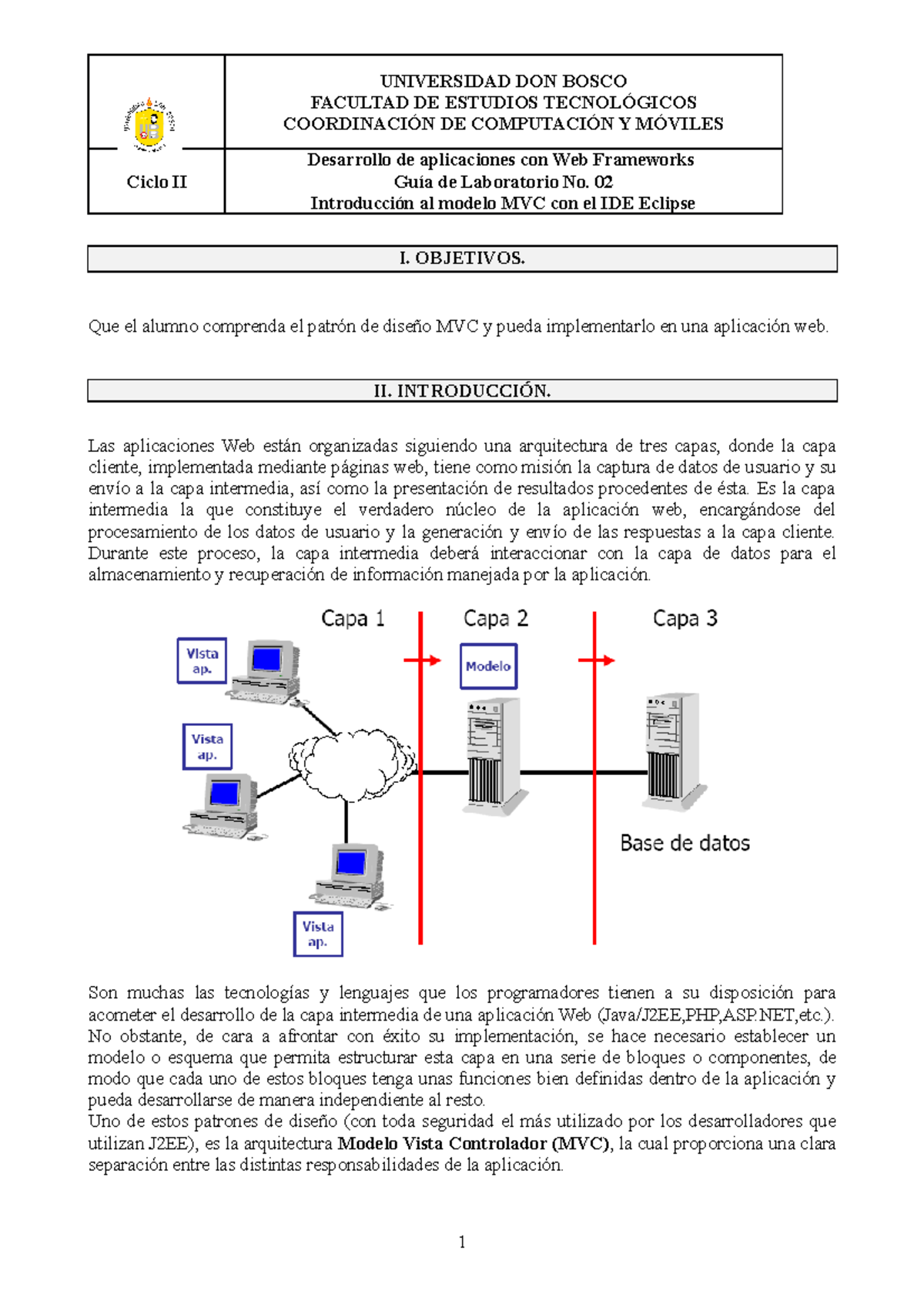 Desarrollo de Aplicaciones Practica 2 : MVC - UNIVERSIDAD DON BOSCO ...