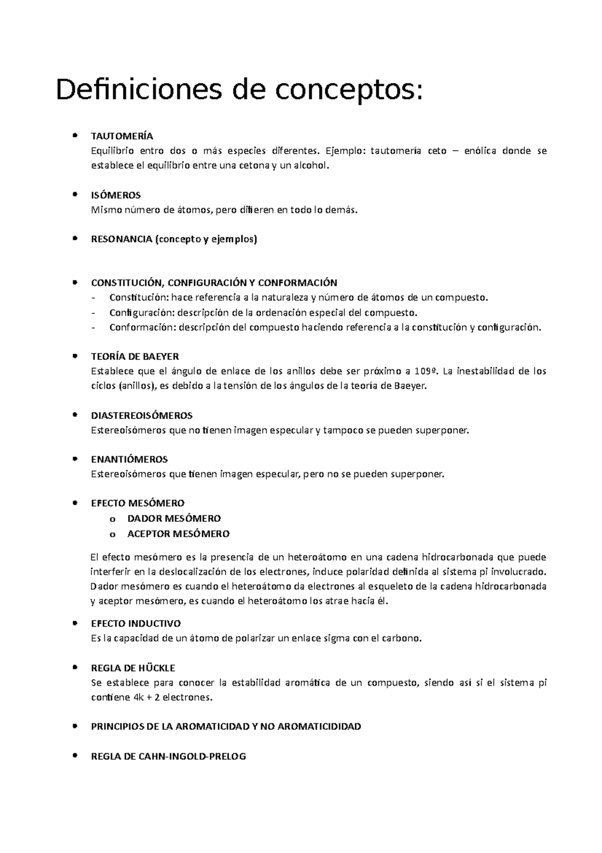 Definiciones de conceptos - Ejemplo: tautomería ceto – enólica donde se ...