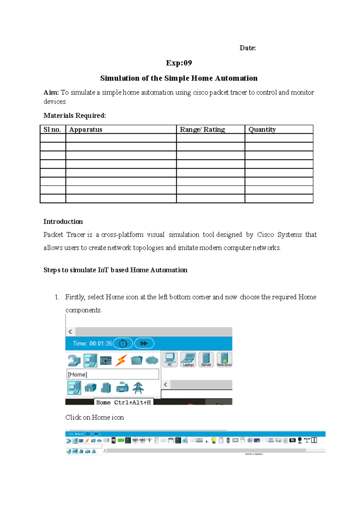 Exp-09 SMIT - Date: Exp: Simulation of the Simple Home Automation Aim ...