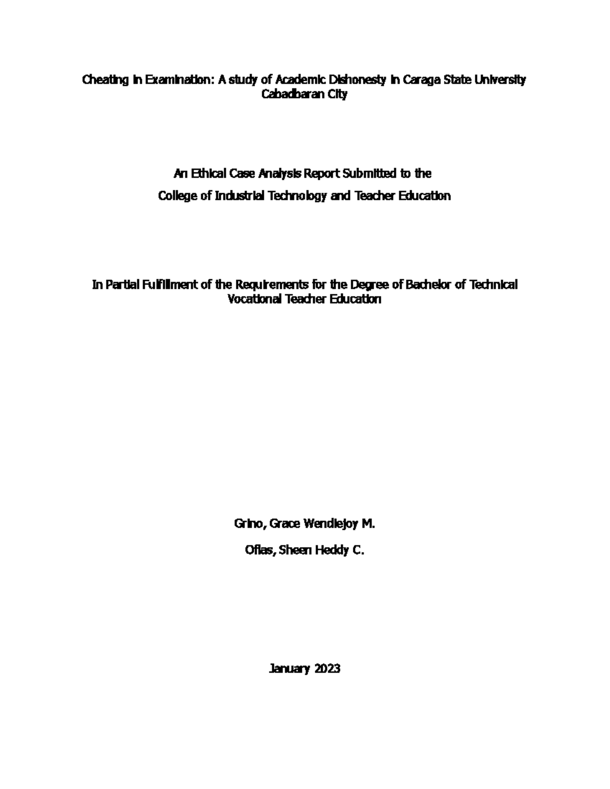 ECAR Cheating - CASE STUDY ANALYSIS - Cheating in Examination: A study ...
