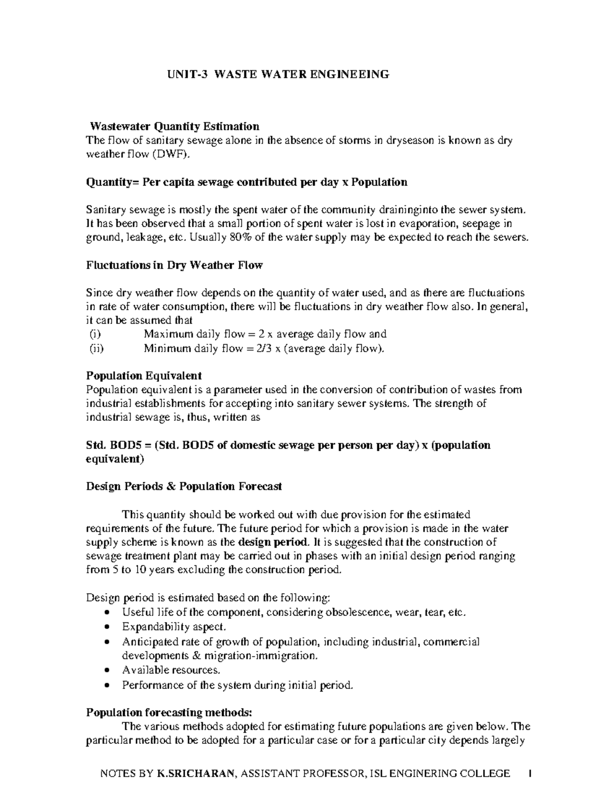 UNIT-3 Waster Water Engineering - UNIT-3 WASTE WATER ENGINEEING ...