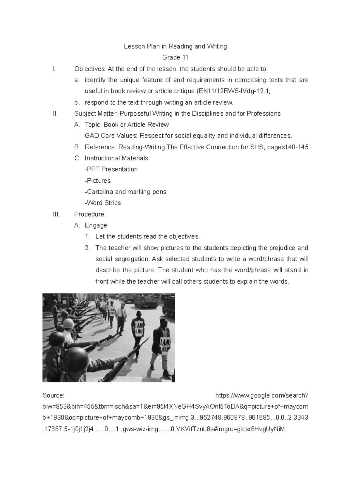 Lesson Plan In Book Review 6 Lesson Plan In Reading And Writing Grade 