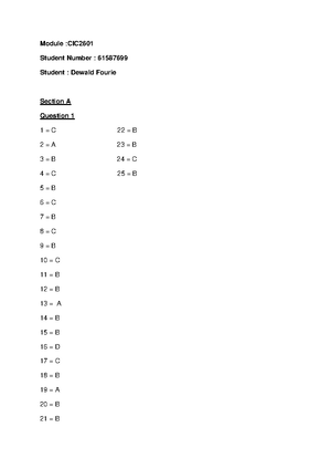 MEMO CIC 2601 Assignment 2 - CIC 2601/101/3/2019 MEMO FOR ASSIGNMENT 2 ...