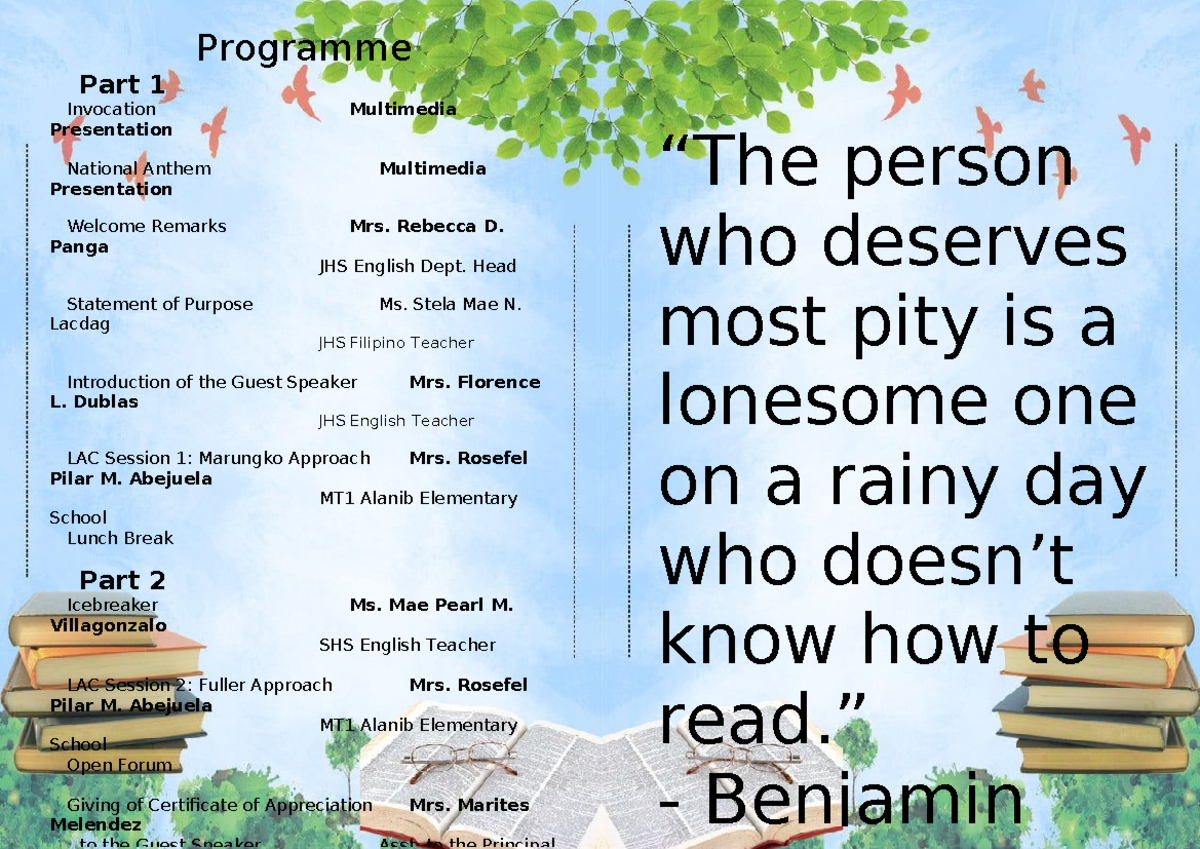 Program Students Month 2022 - Programme Part 1 Invocation Multimedia ...