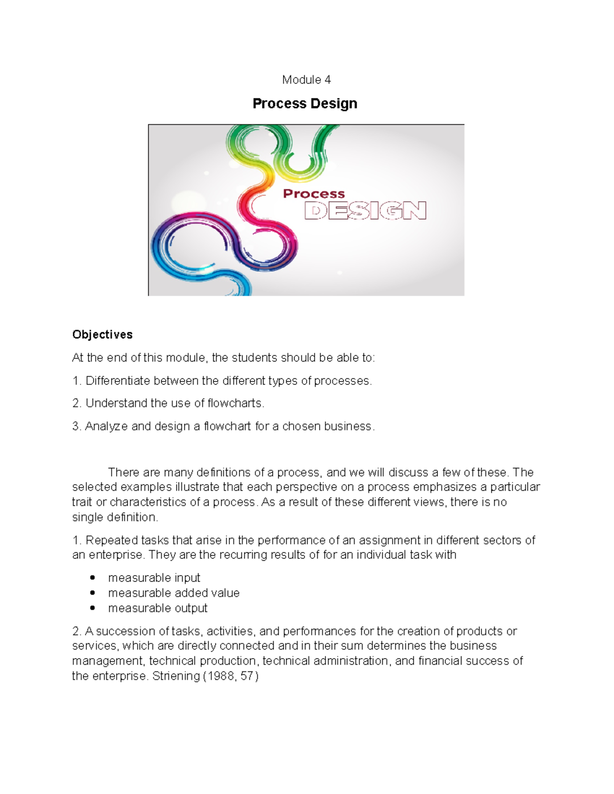 Module-4 - Capital Market - Module 4 Process Design Objectives At the ...