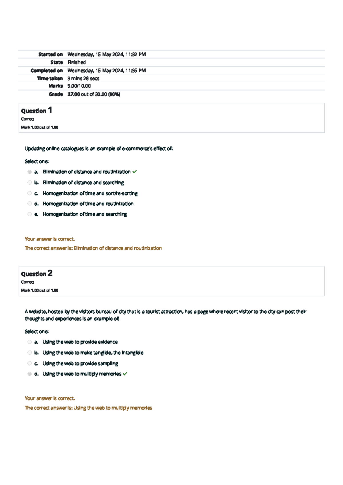 Self-Quiz Unit 5 Attempt review - Started on Wednesday, 15 May 2024, 11:32 PM State Finished ...