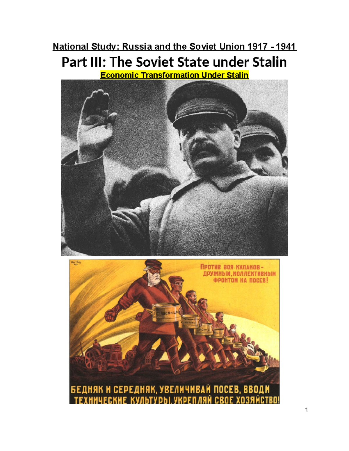 1. Stalin's State Booklet Economy modern history hsc - National Study ...
