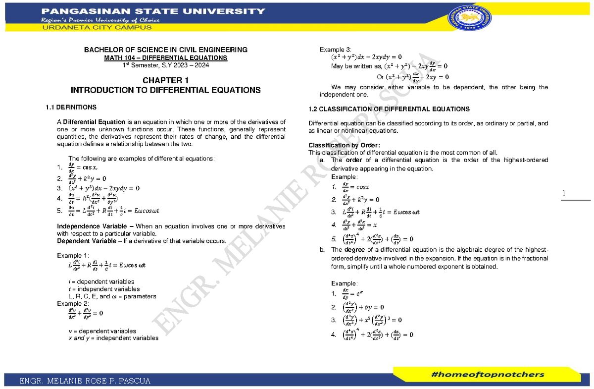 Module-1 Introduction-to-Differential-Equations - BACHELOR OF SCIENCE ...