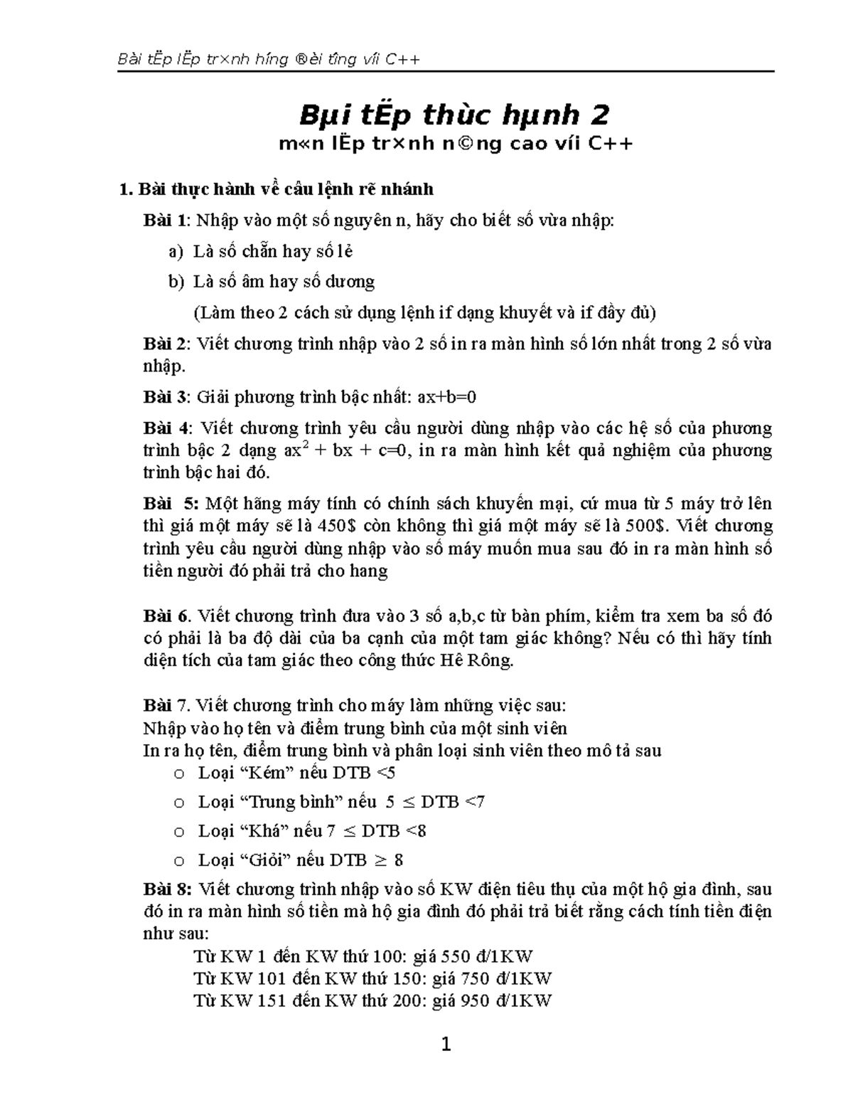 Bai tap C++ Buoi 2 - c++ - Bài tËp lËp tr×nh híng ®èi tîng víi C++ Bμi tËp thùc hμnh 2 m«n lËp ...