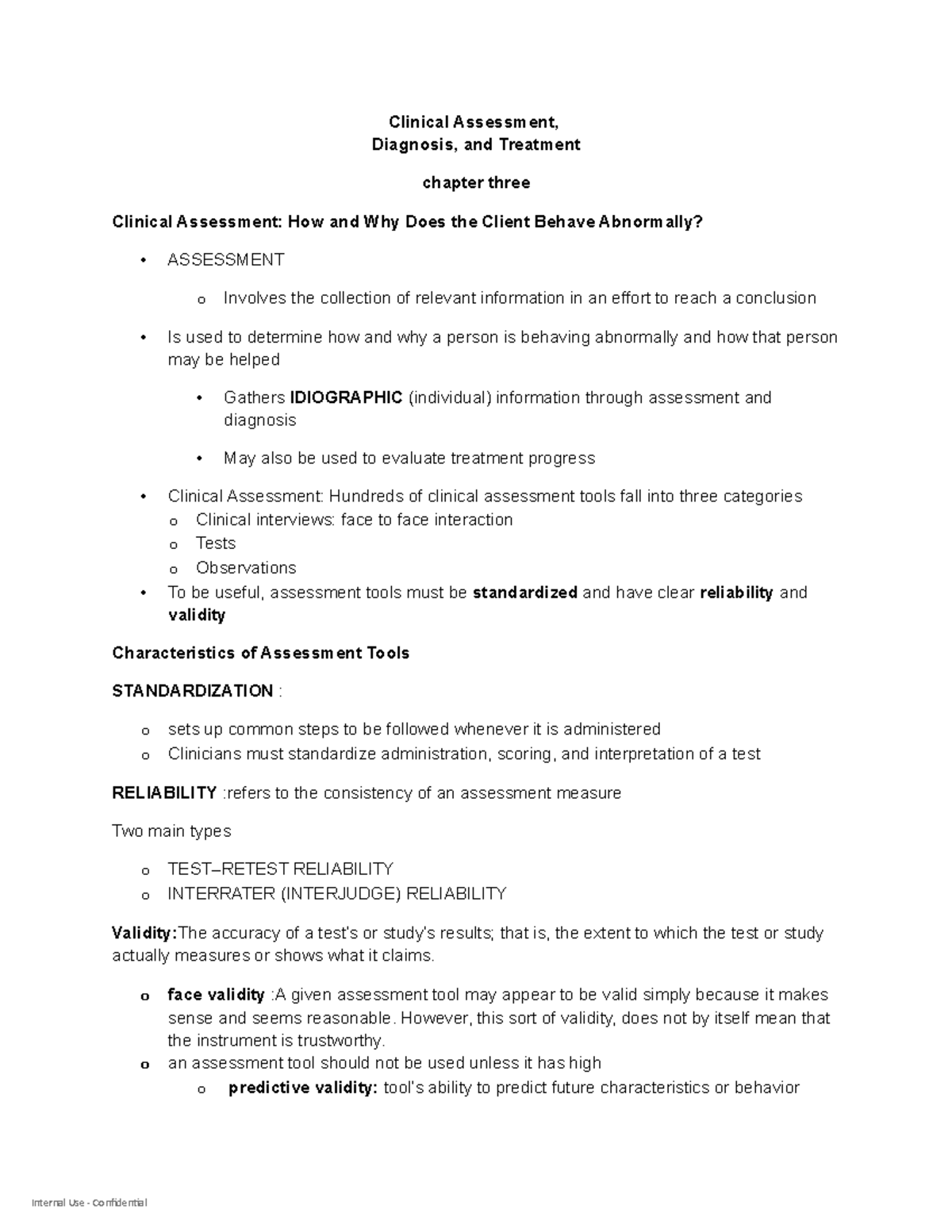 Clinical Assessment, ch - Clinical Assessment, Diagnosis, and Treatment ...
