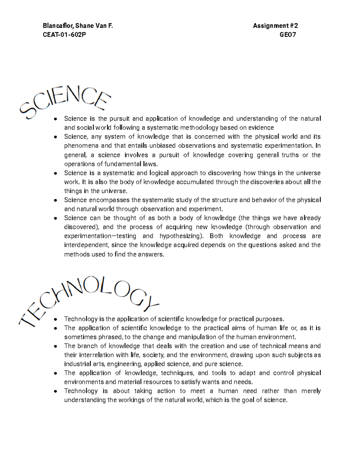Blancaflor Assignment#1 STS - Blancaflor, Shane Van F. Assignment ...