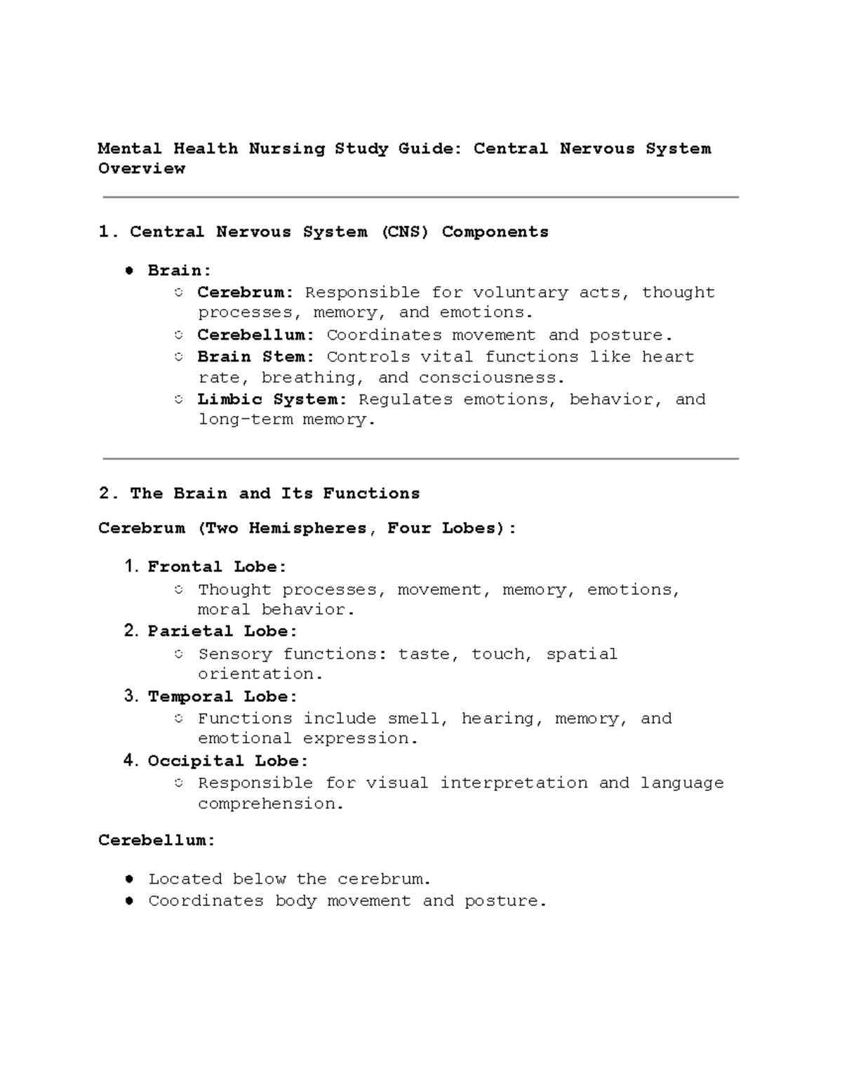 Mental health Exam 1 week two info - Mental Health Nursing Study Guide ...