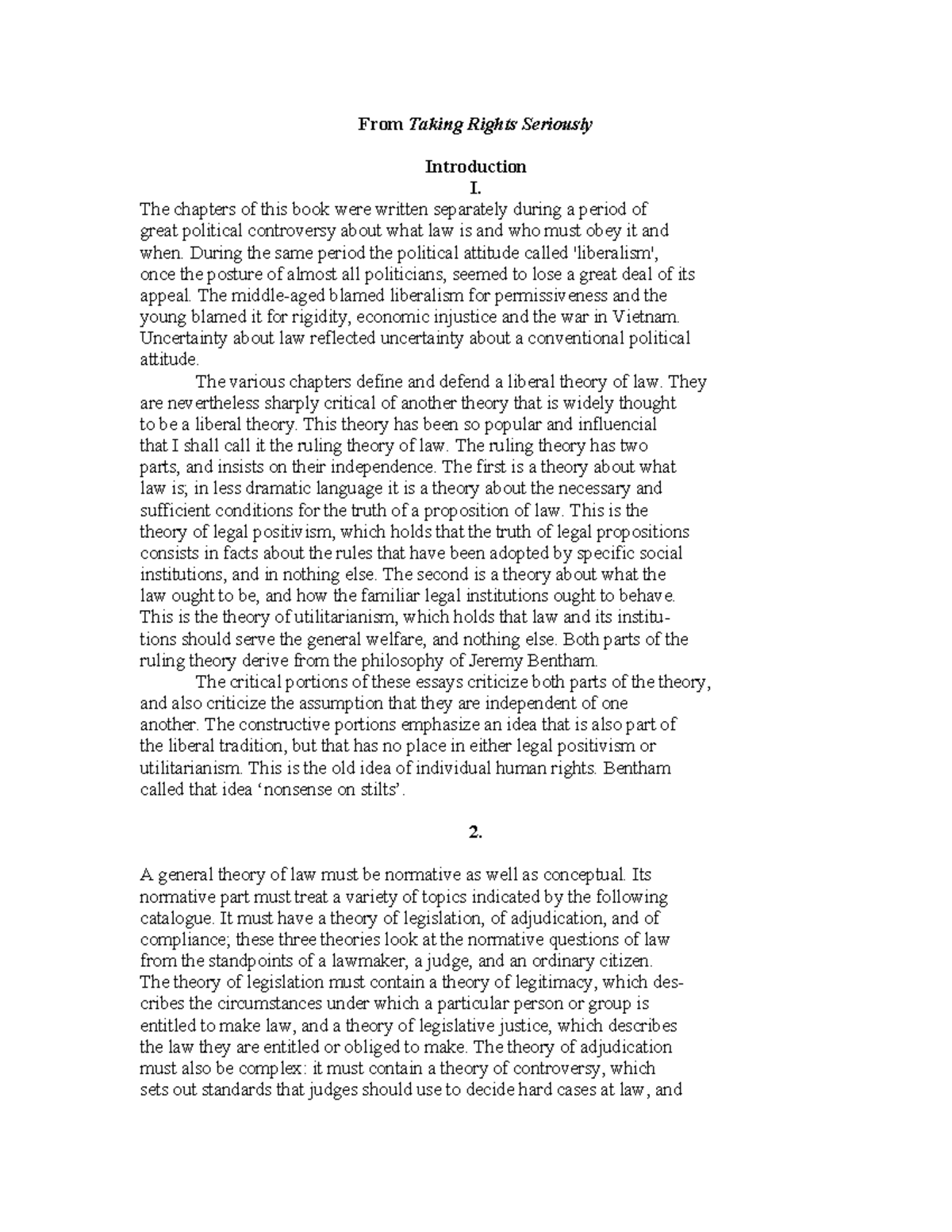 Ronald dworkin-the model of rules - From Taking Rights Seriously ...