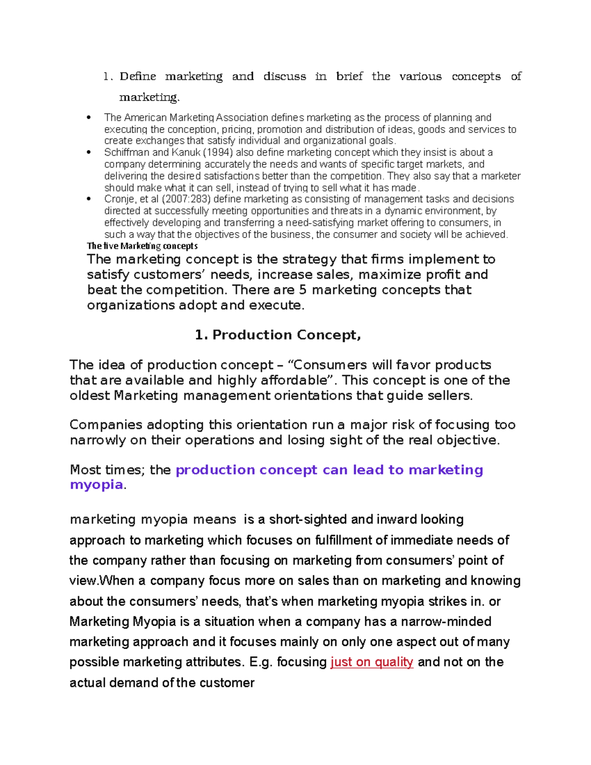 Marketing Assignment question and answers - Define marketing and ...