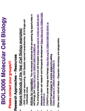 Molecular cell biology II - molecular cell biology semester topics i ...