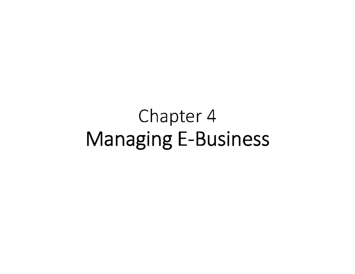 Chap 4 - Chapter 4 Managing E-Business Managing Knowledge (Knowledge ...