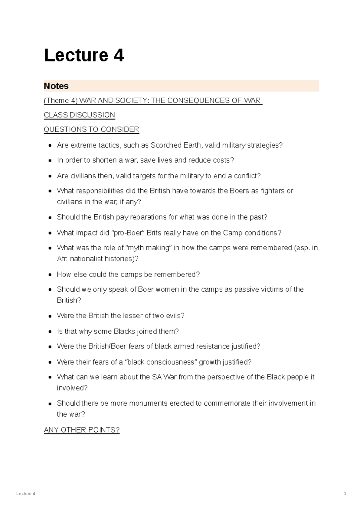 HIS348 W4 L4 - (Theme 4) WAR AND SOCIETY: THE CONSEQUENCES OF WAR ...