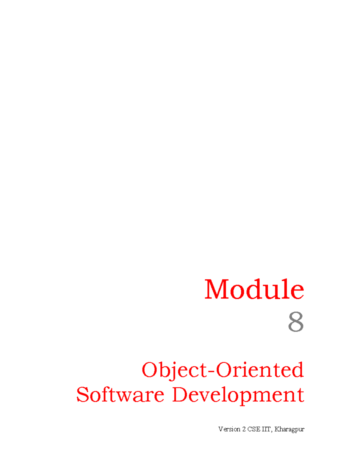 M08L19 - Lecture notes 12 - Module 8 Object-Oriented Software ...