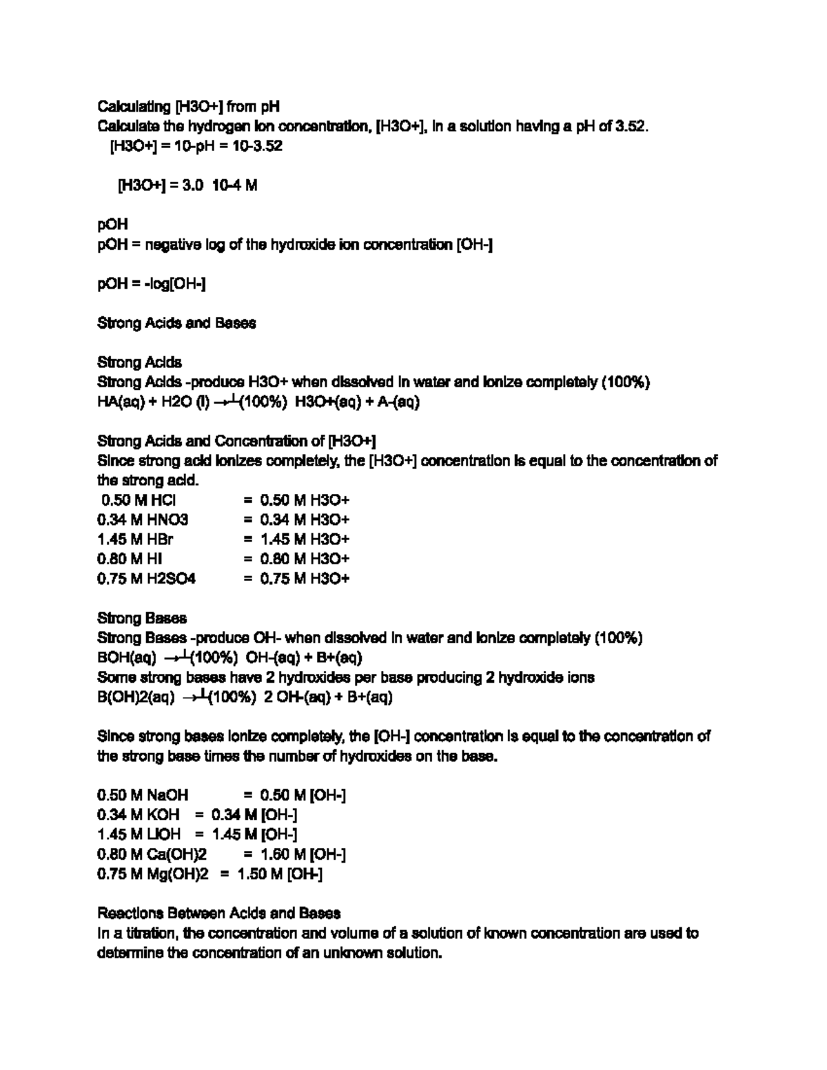 CH 5 notes part 2 - Strong Acids and Bases - CHEM 102 - Studocu