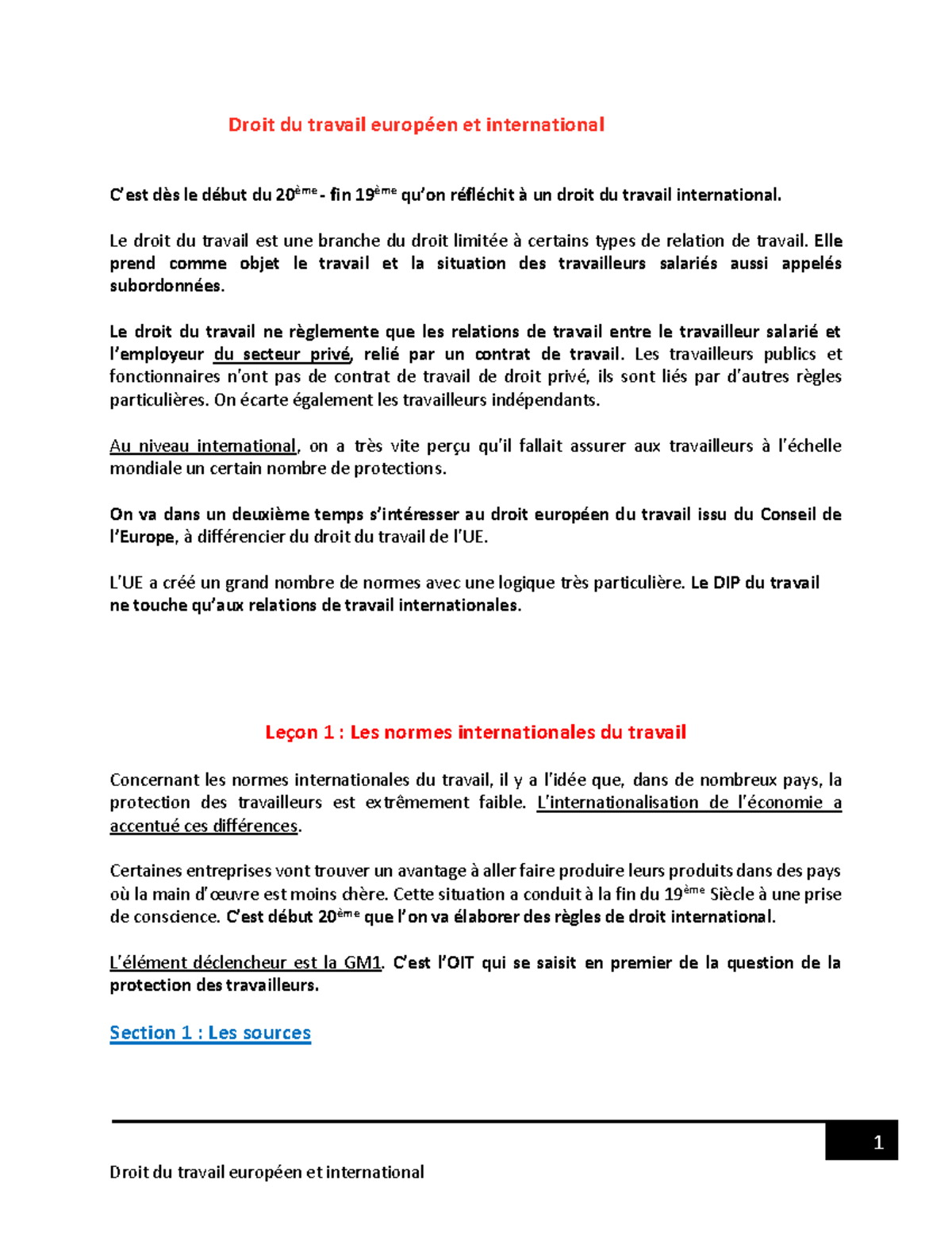 Droit du travail européen et international - Warning: TT: undefined function: 32 Warning: TT ...