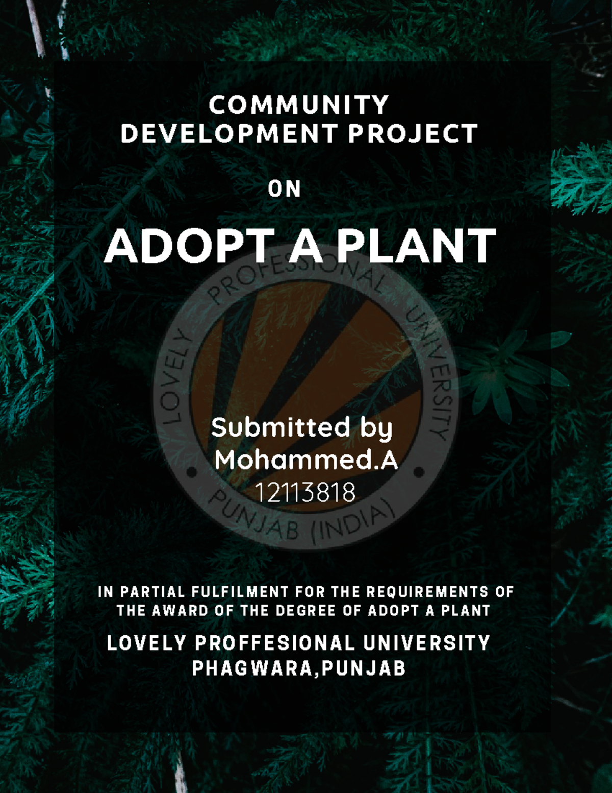 Cdp mohammad a adopt a plant - Community development project ...