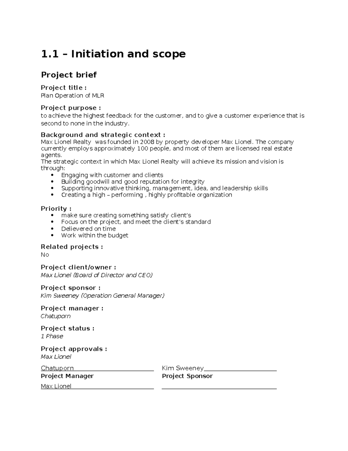 Chatuporn Bsbpmg 522 Task1 - 1 – Initiation and scope Project brief ...