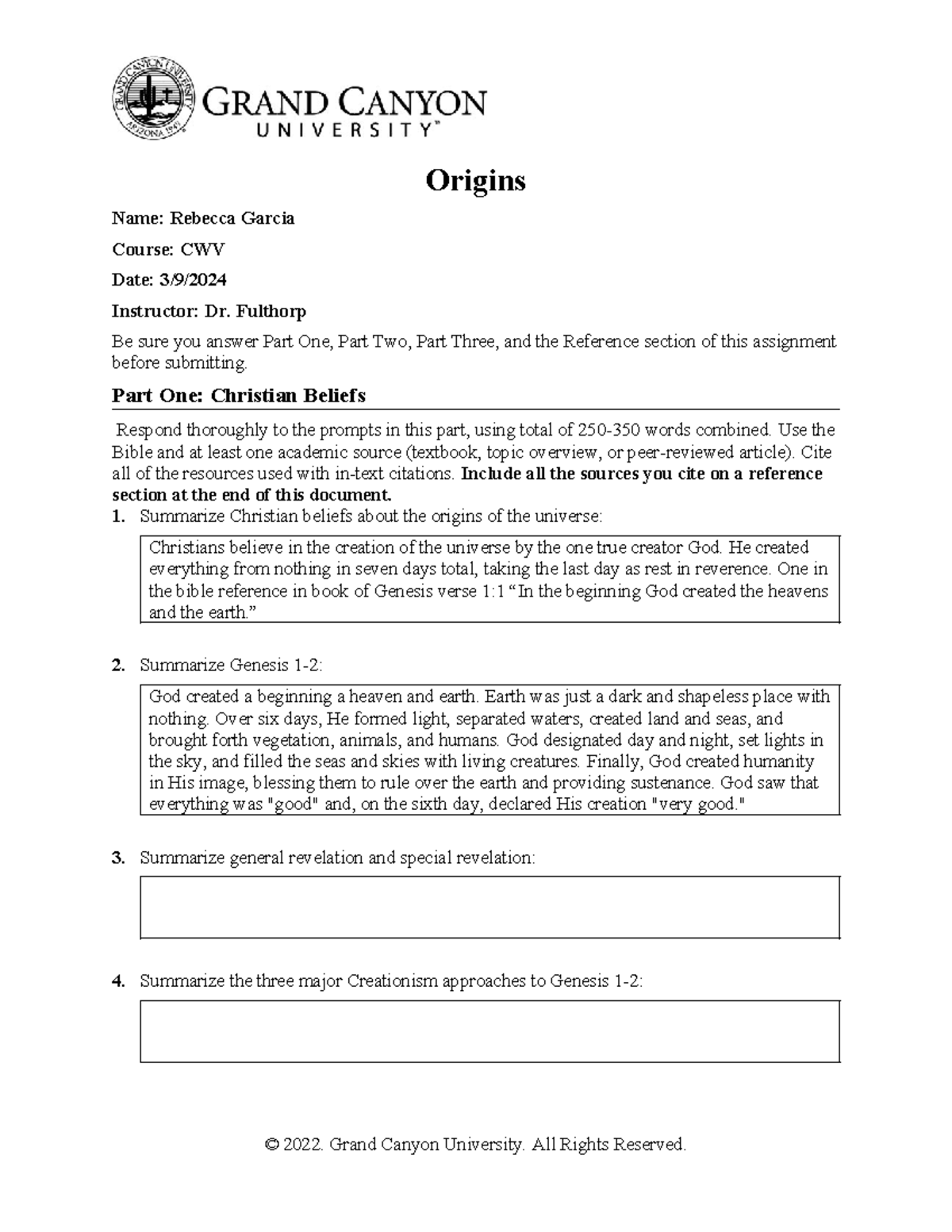 CWV 101 301 RS T2Origins Online - Origins Name: Rebecca Garcia Course ...