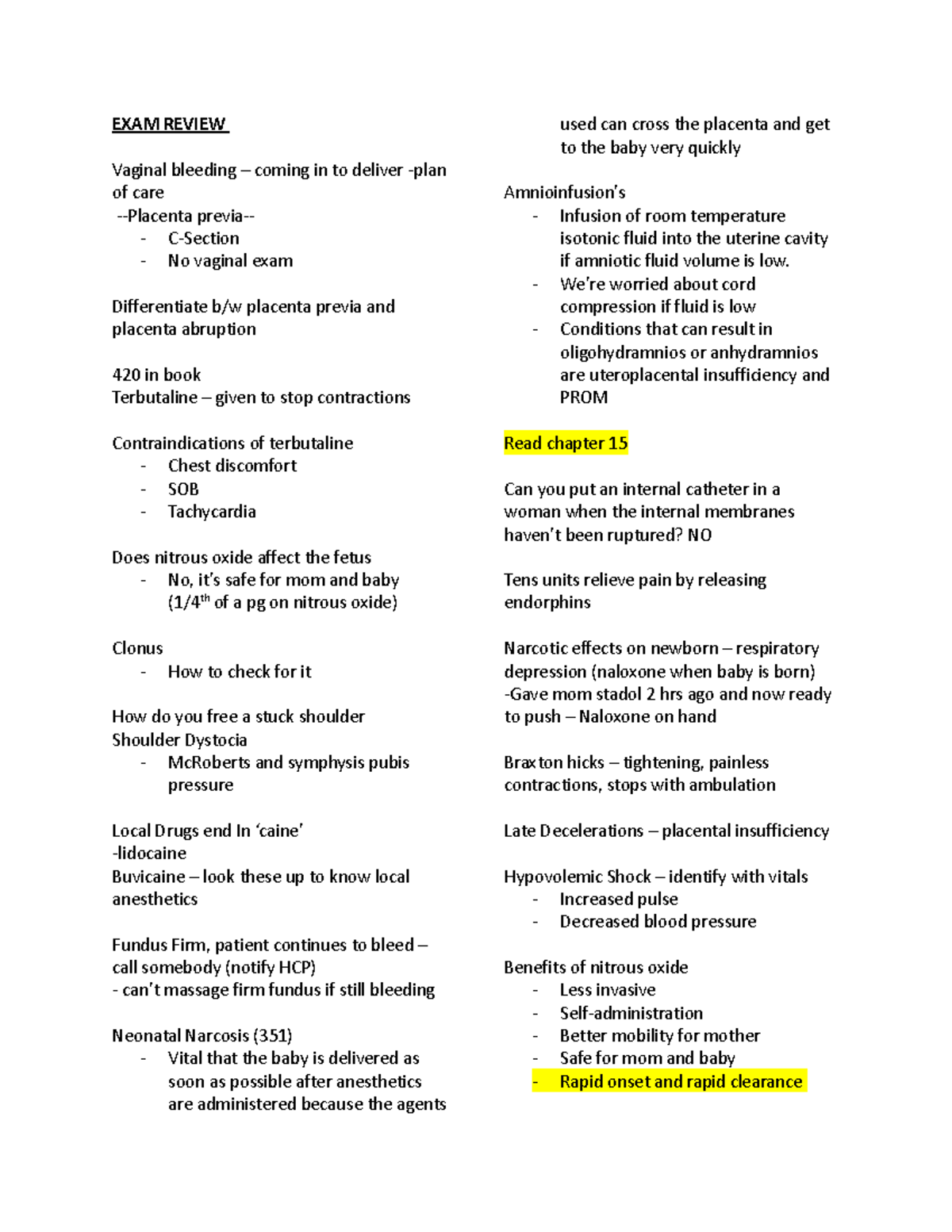 EXAM 2 Review - amber - study guide exam 2 - EXAM REVIEW Vaginal ...