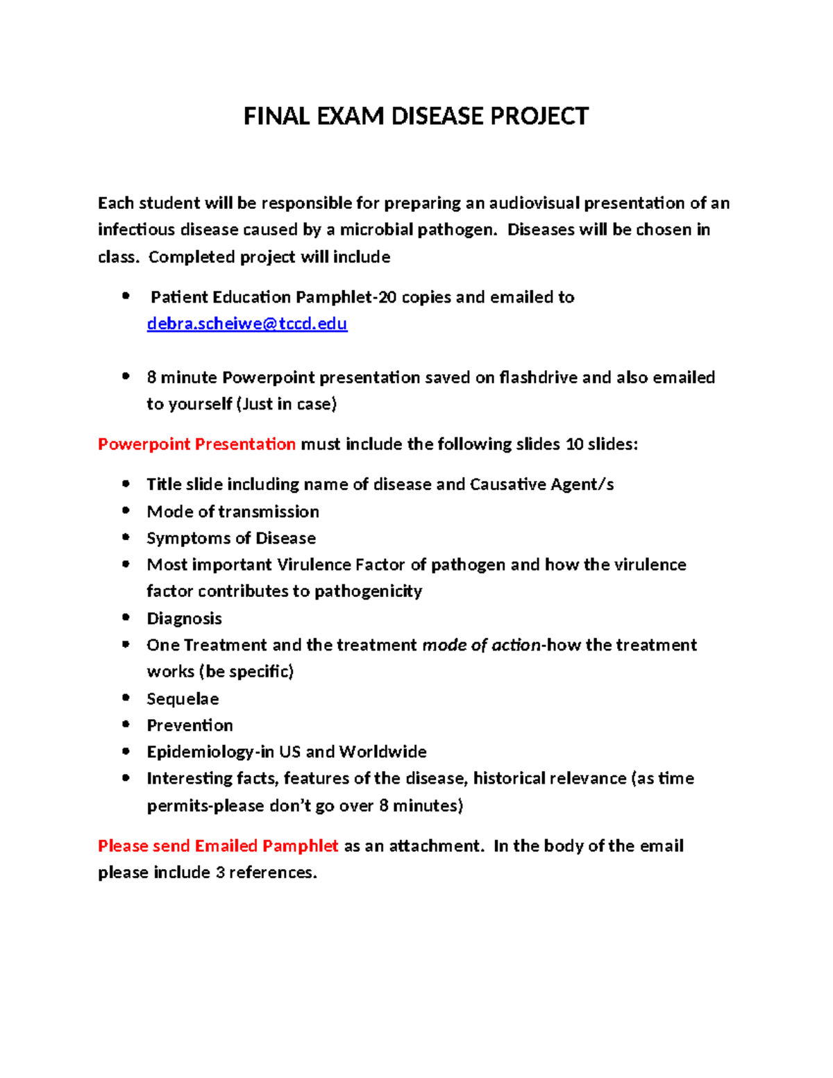 Final EXAM Disease Project 2018 - FINAL EXAM DISEASE PROJECT Each ...