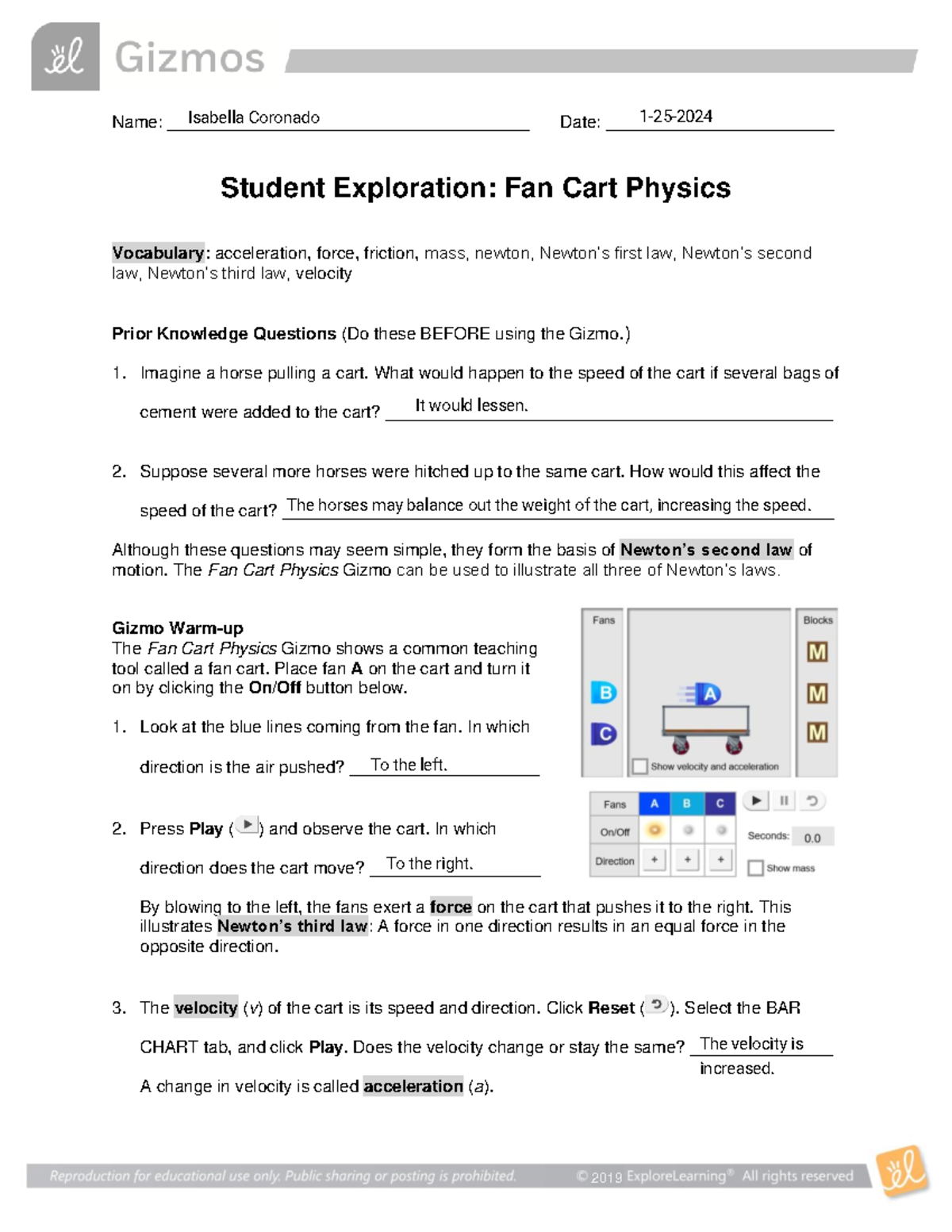 Fan Cart Physics Gizmos - Name ...