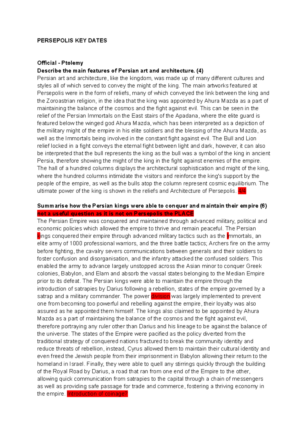 Ancient drafts T2 - Persepolis - PERSEPOLIS KEY DATES Official ...