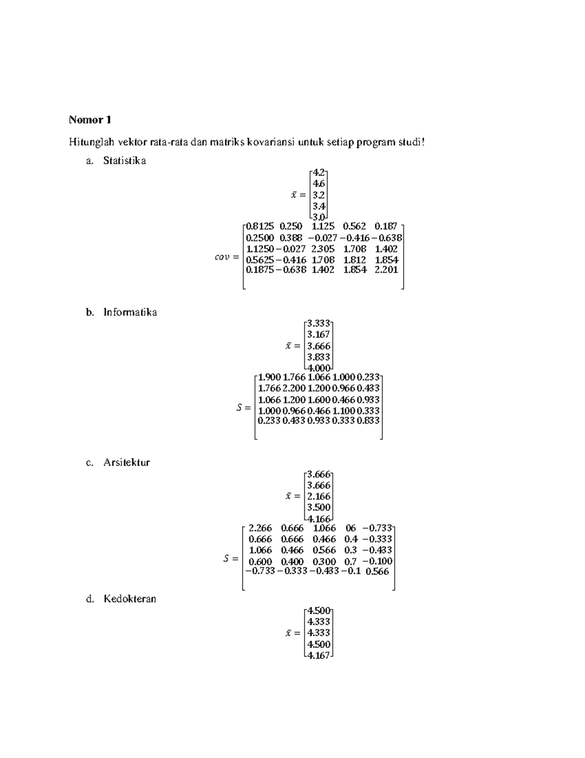Statistika Multivariat UTS - Nama: Rini Aprilianty Riadi Hitunglah ...