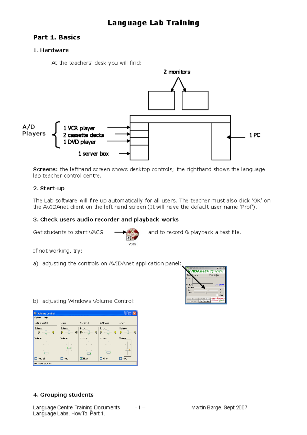 Training - sdfsdfsdfsd - Language Lab Training Part 1. Basics Hardware ...
