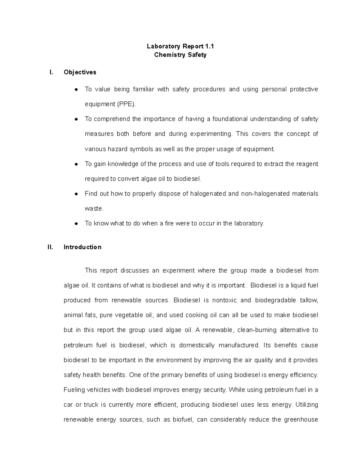 Lab 7 - 1.1 Laboratory Report Chemistry Safety - Laboratory Report 1 ...