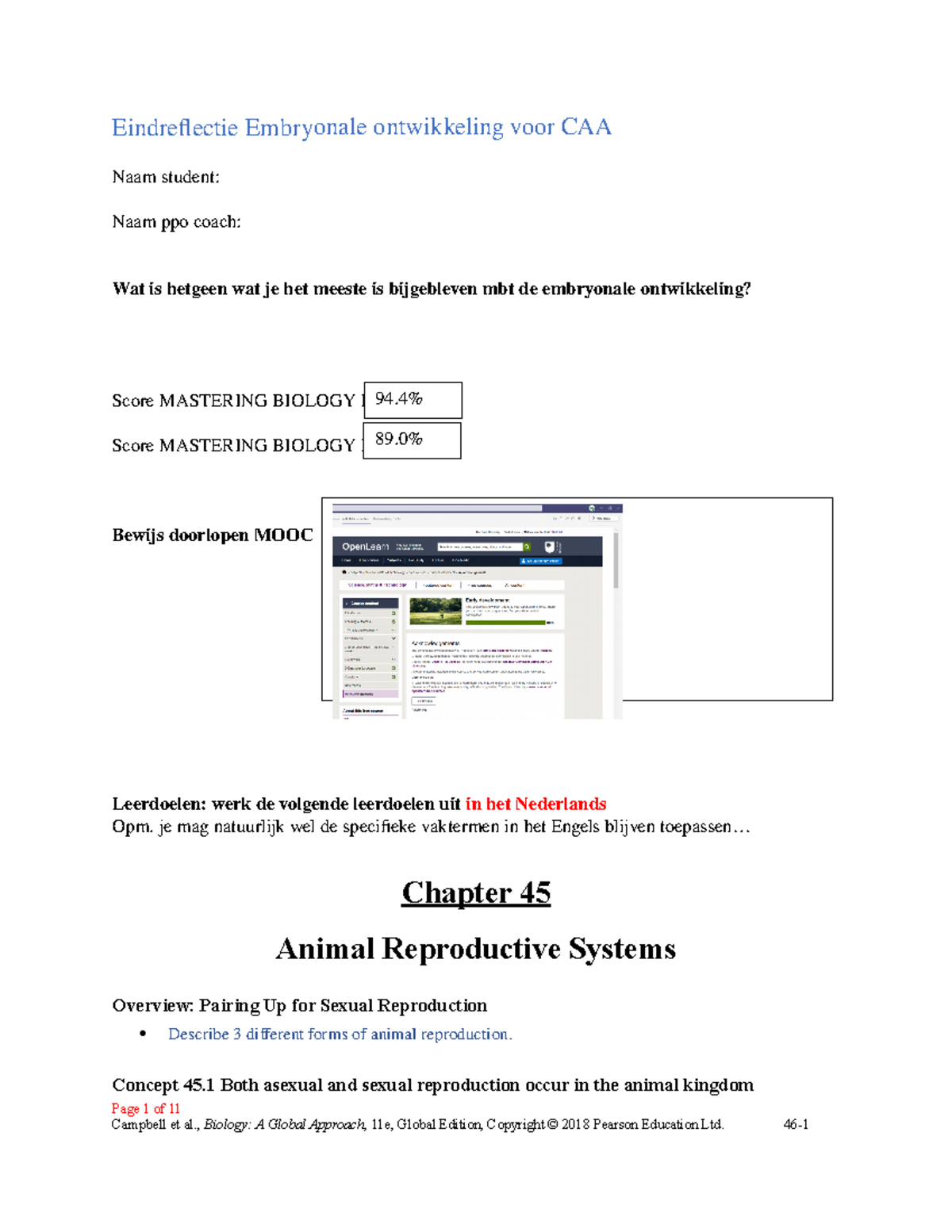 Afrondingsdocument embryologie. CAA. - Eindreflectie Embryonale ...
